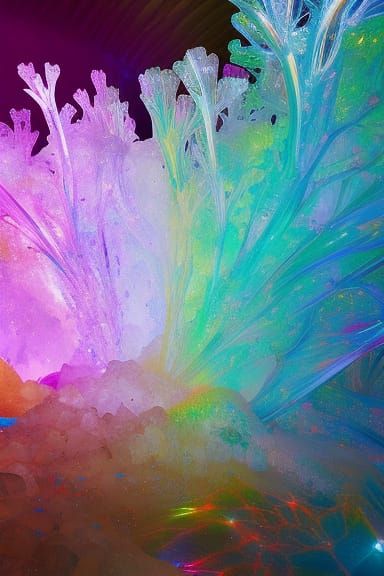 Crystal cave of giant colorful monocrystals dendrites river rainbow by ...