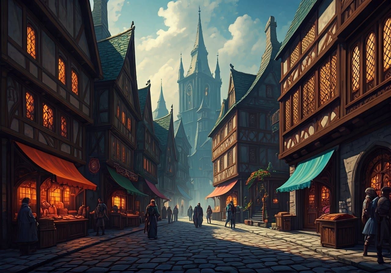 Markets of Waterdeep - Fantasy Waterdeep Market Scene in Imp...
