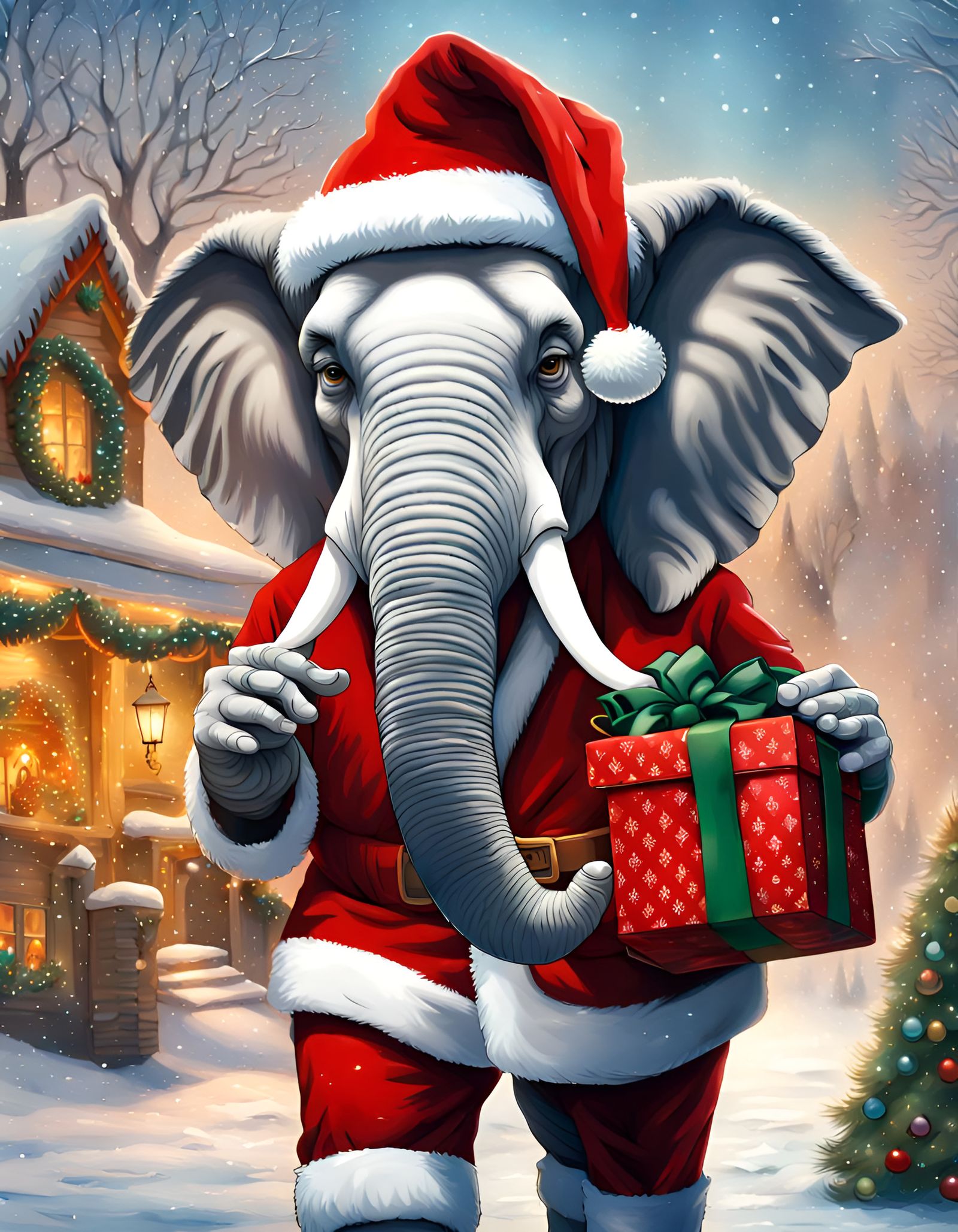 White Elephant Christmas Santa - AI Generated Artwork - NightCafe Creator