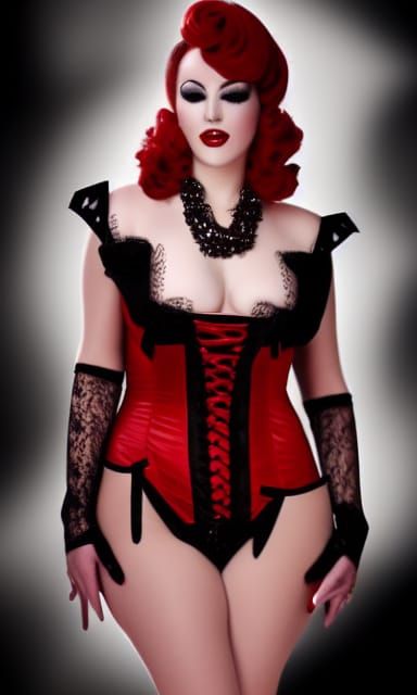 Burlesque in Black and Red 2 - AI Generated Artwork - NightCafe Creator