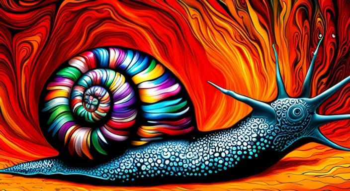 The psychedelic snail in his swirly hole - AI Generated Artwork ...