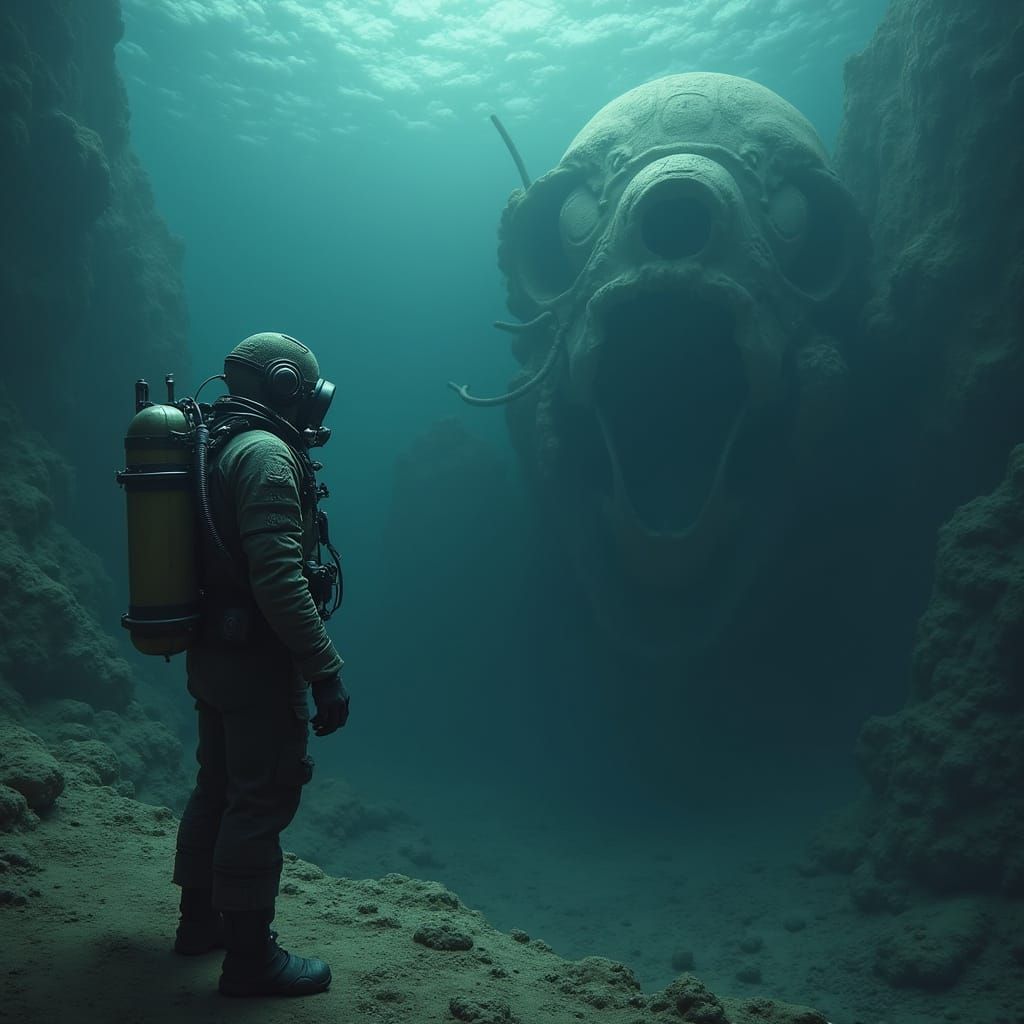 Mariana Trench Diver in Haunting Post-Apocalyptic ... - AI Art