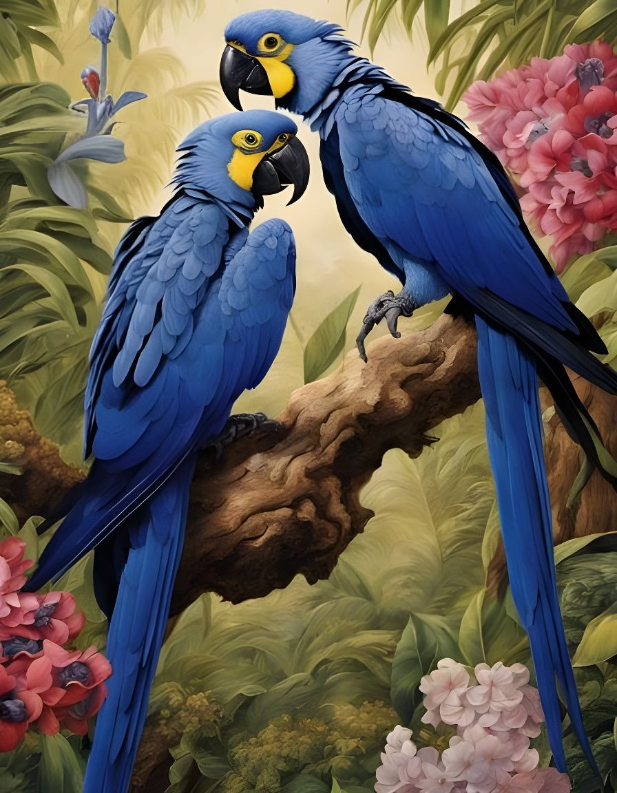 Hyacinth Macaws - AI Generated Artwork - NightCafe Creator