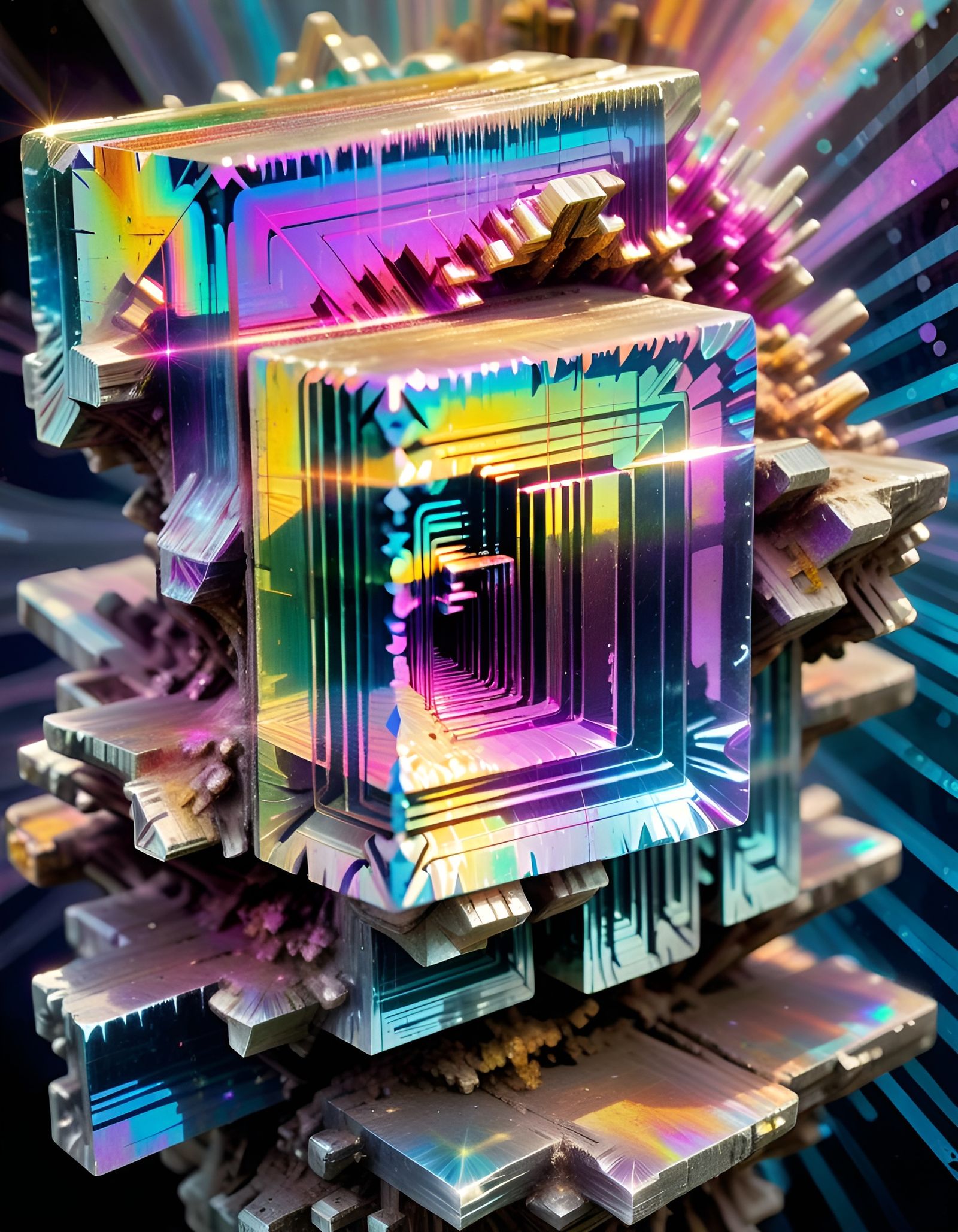 Bismuth laser projection 25feb24 - AI Generated Artwork - NightCafe Creator