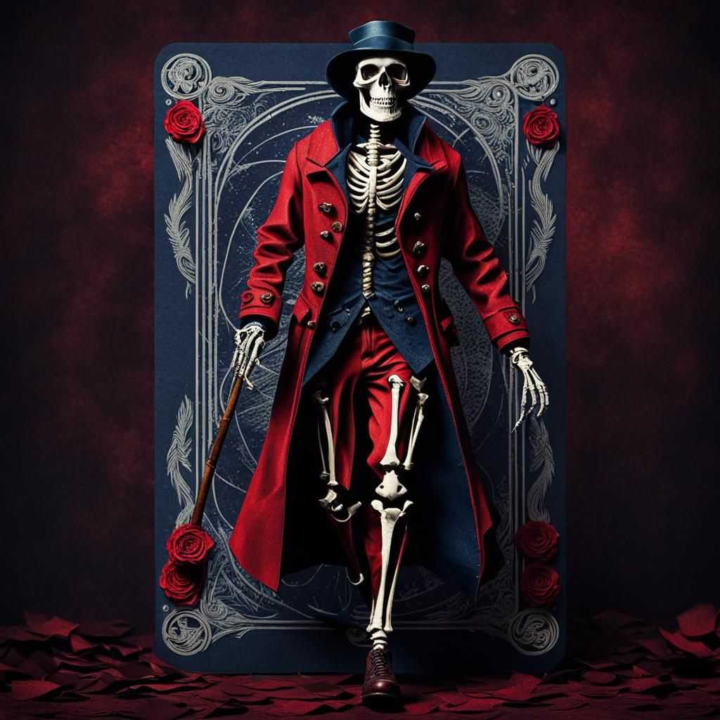 Skeleton emerging out of a paper tarot card background - AI Generated ...