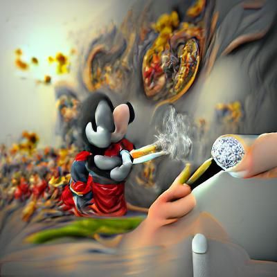 Micky mouse smoking a huge joint - AI Generated Artwork - NightCafe Creator