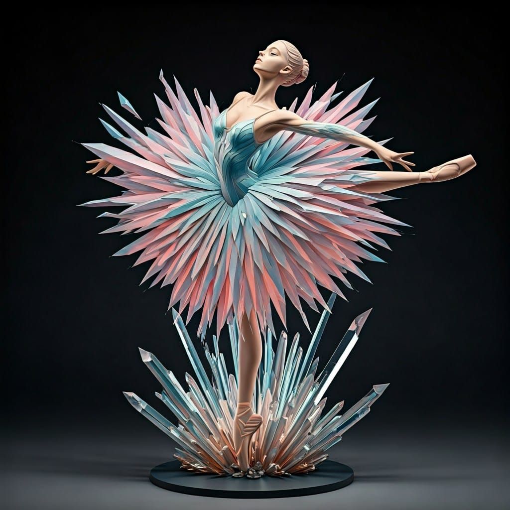 "A mesmerizing, 8-foot-tall abstract sculpture of a ballerina, blending ...