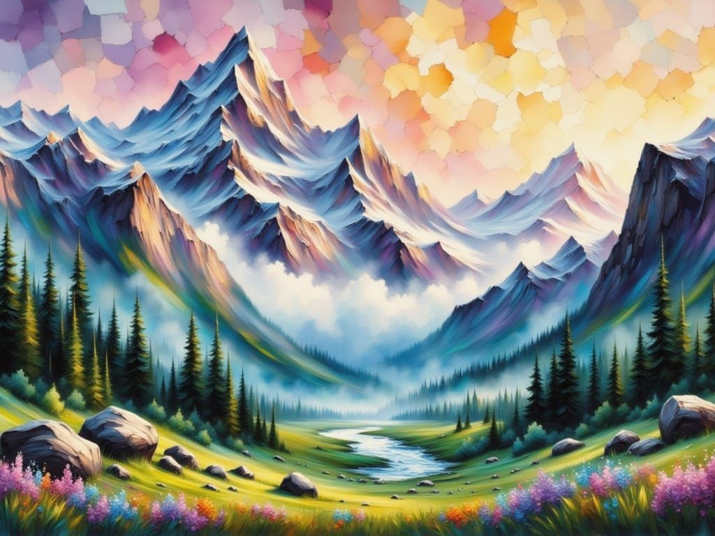 a highly detailed layered art, watercolor, oil painting of a ...