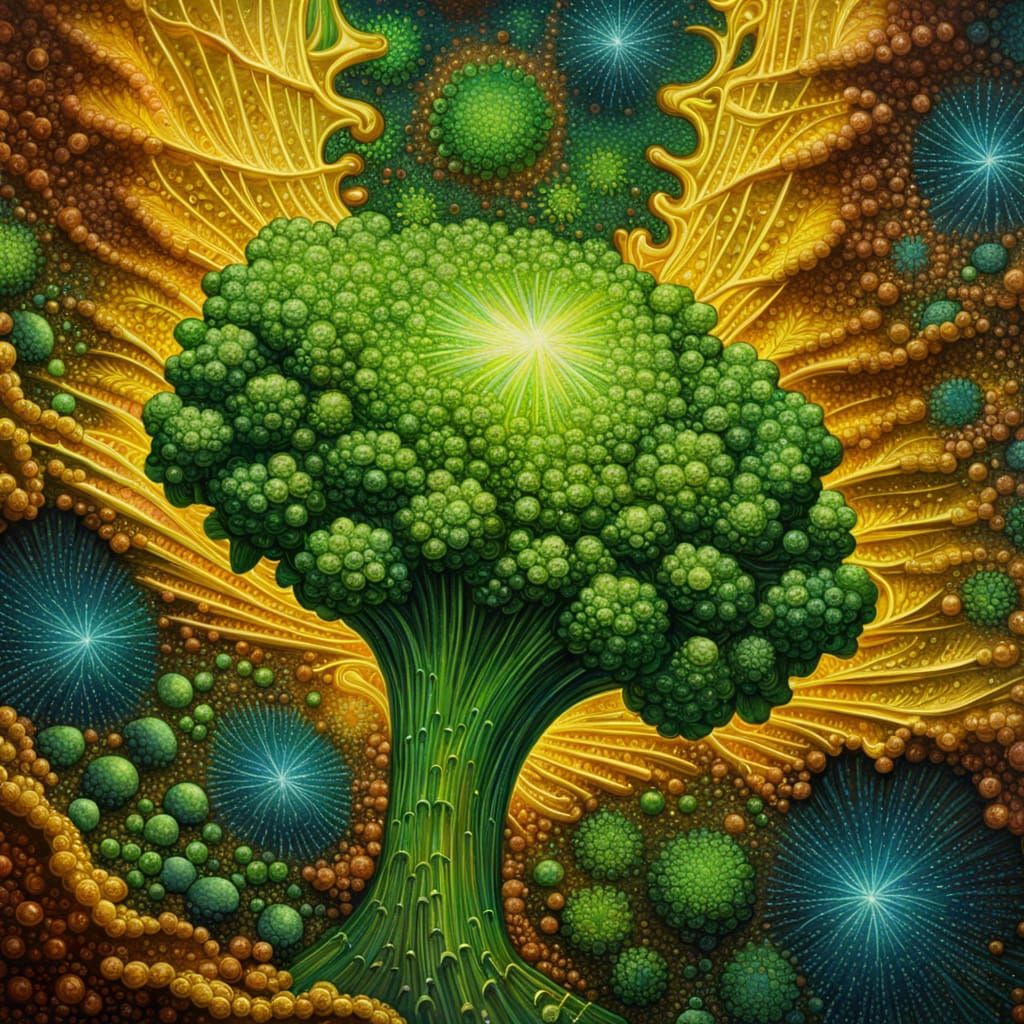 Shiny mesmerizing broccoli crystals - AI Generated Artwork - NightCafe Creator