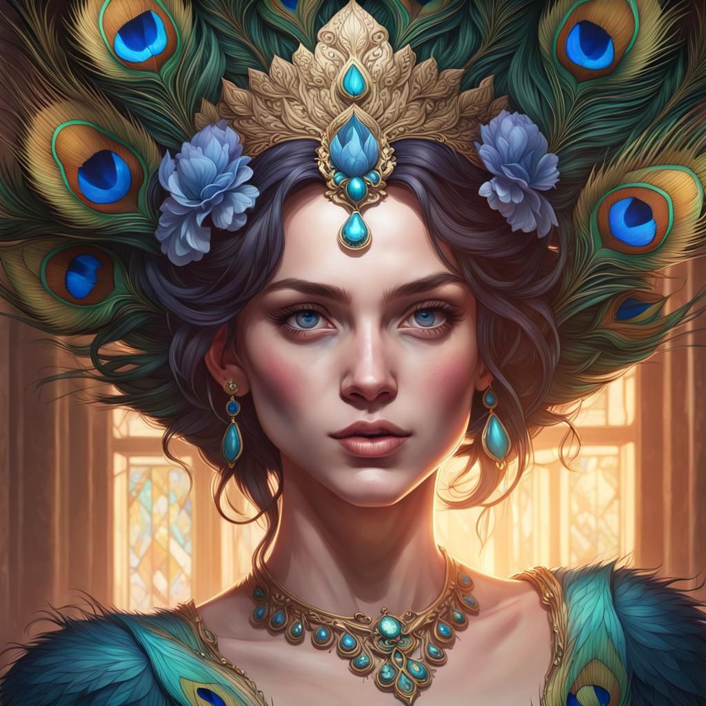 Peacock Princess - AI Generated Artwork - NightCafe Creator