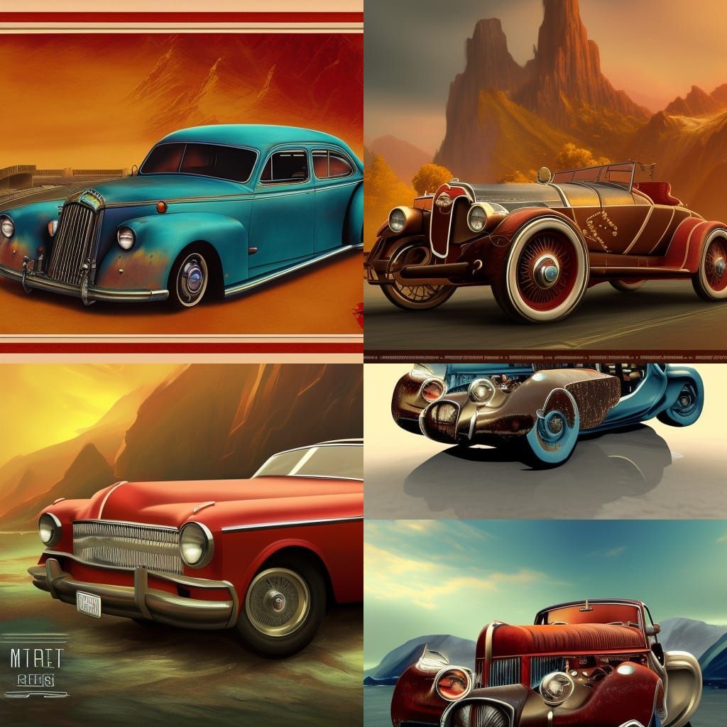 Old-Timey Vintage Car Poster - AI Generated Artwork - NightCafe Creator
