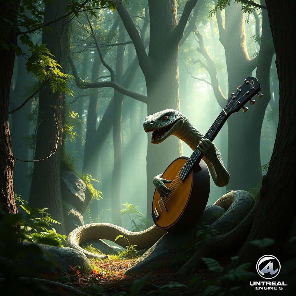 Snake Playing Banjo in a Forest - Fantastical Banjo Serenade...