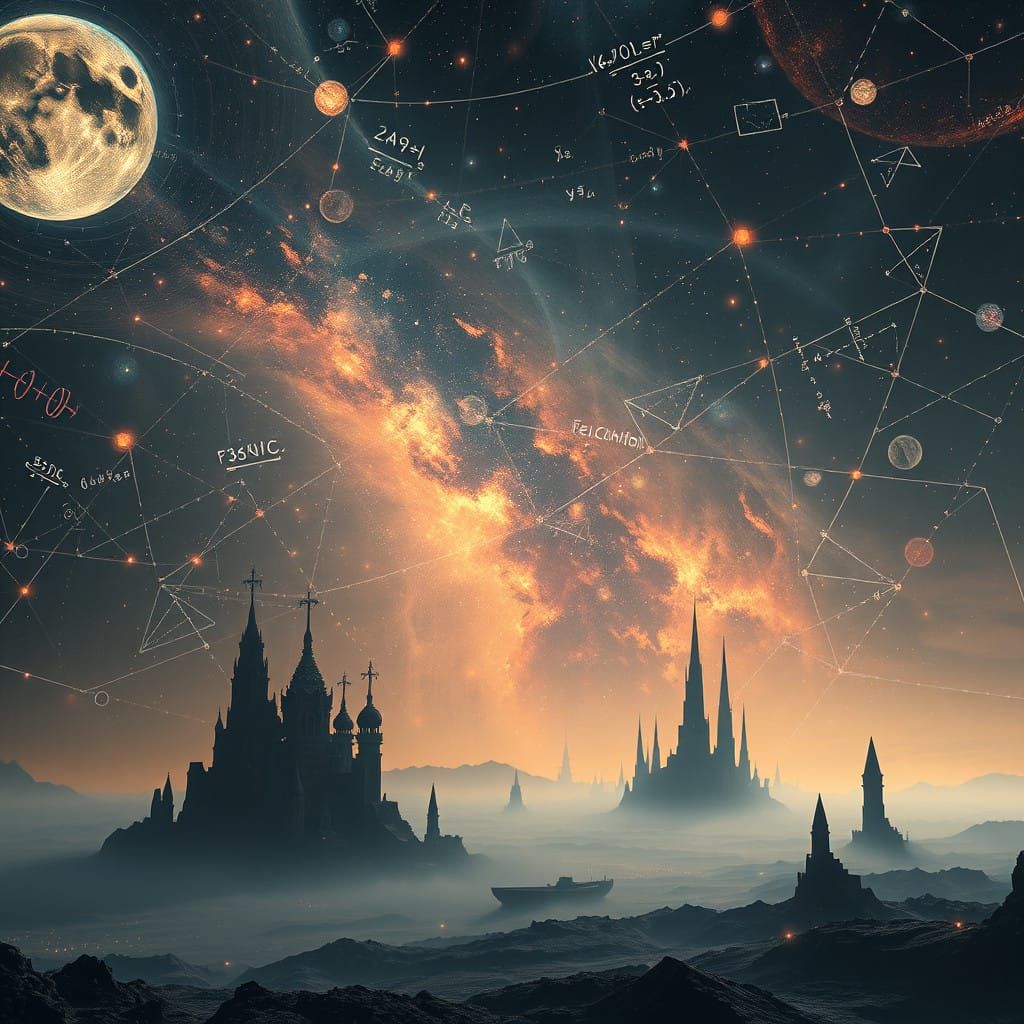 a surreal world where mathematics and cosmic energies collide, creating ...