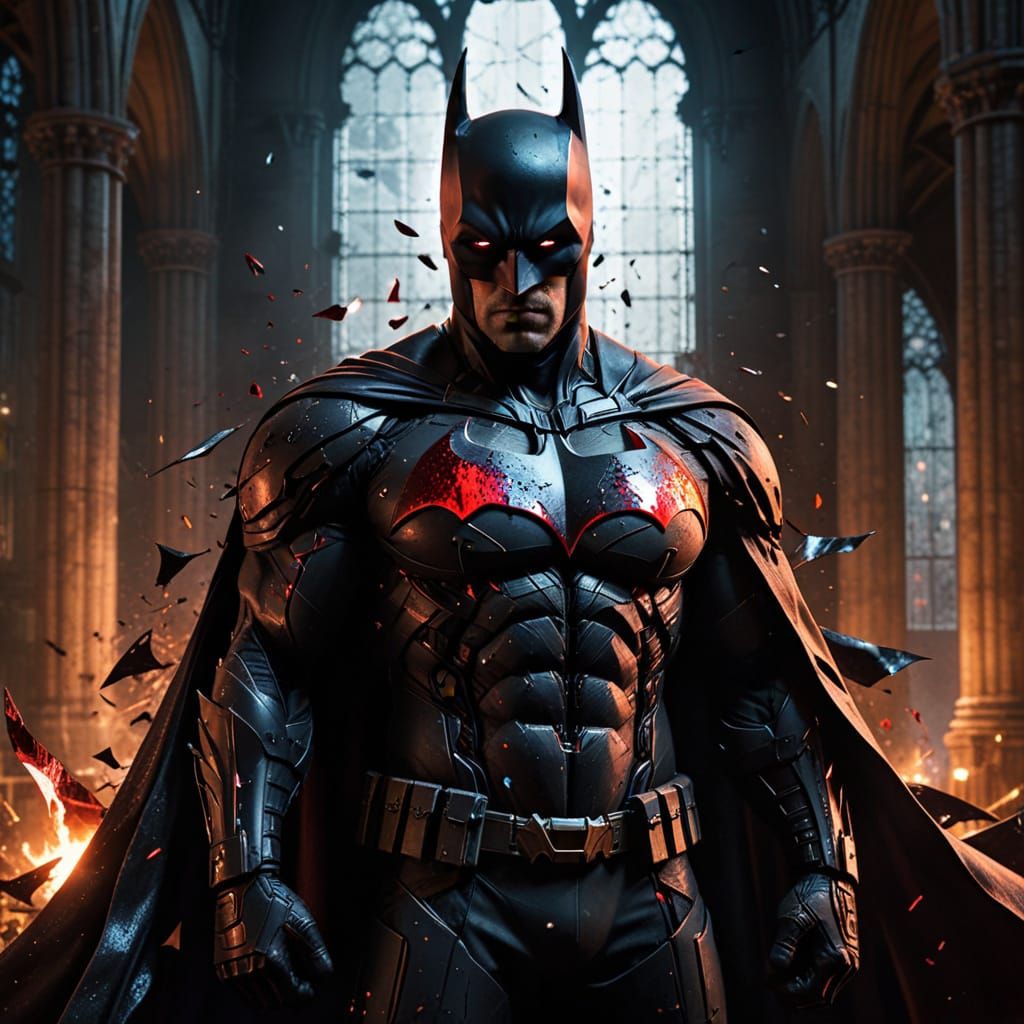 Gothic Batman Masterpiece with Stained Glass Cape ... - AI Art