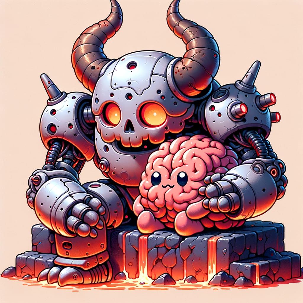 Cyberdemon and Spider Mastermind, revised - AI Generated Artwork - NightCafe Creator