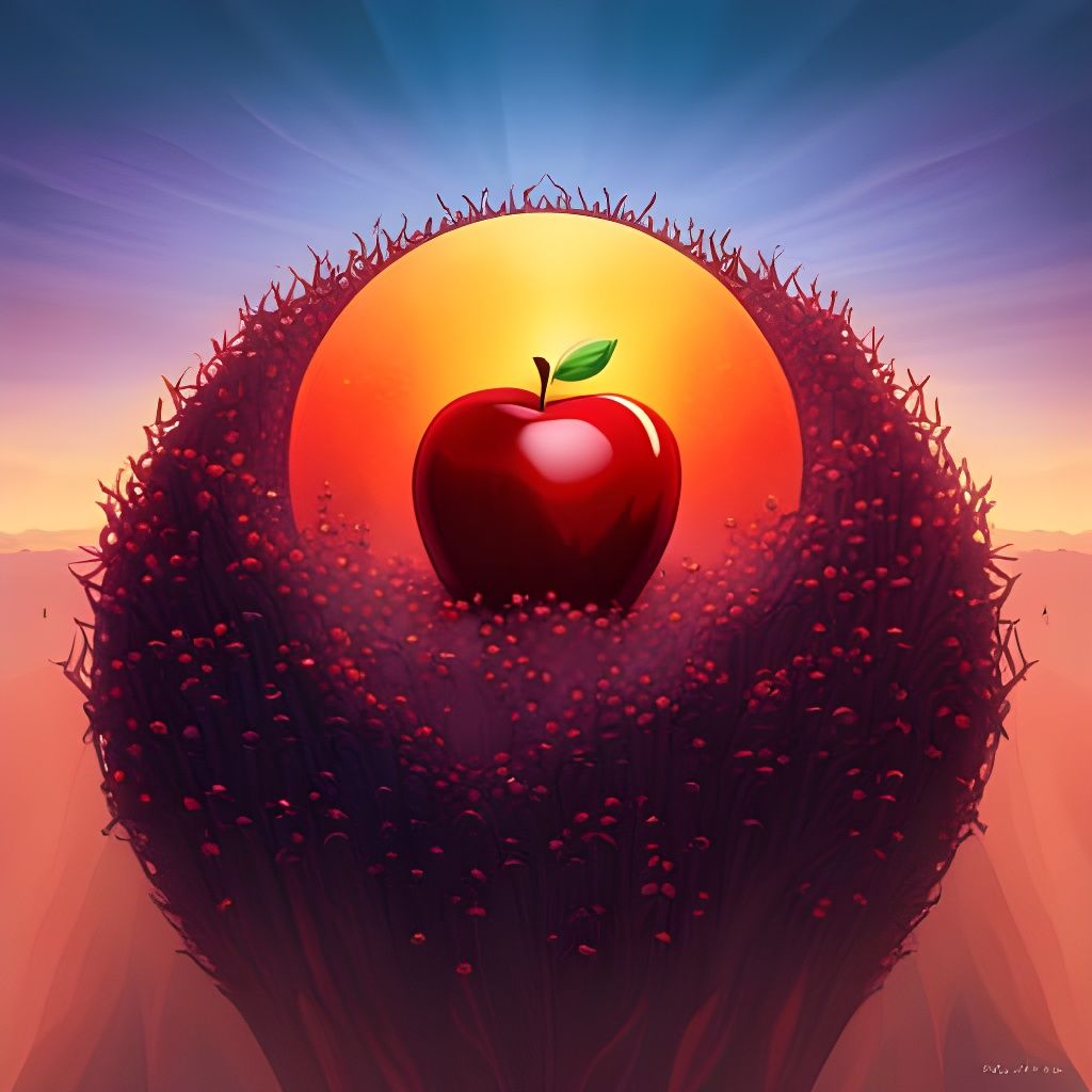 Big red juicy apple powering the world with natures energy, apple god ...