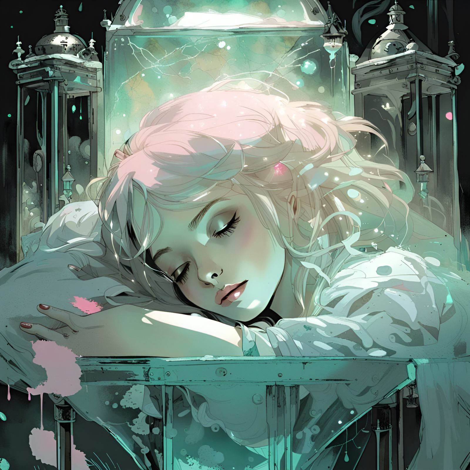 Queen of the Ivory Crown laying on her throne V2 (Dimension 12) - AI Generated Artwork ...