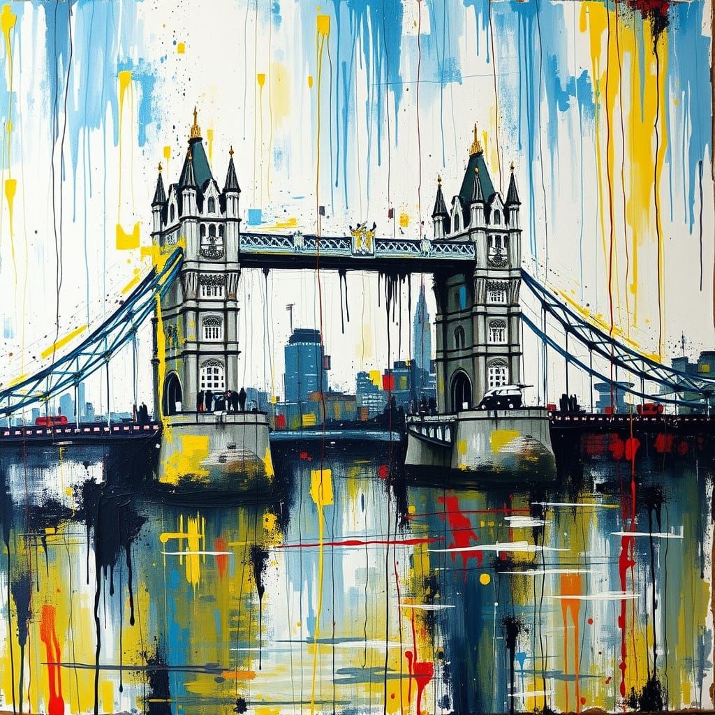London Bridge Abstract Art in Splashing Drip