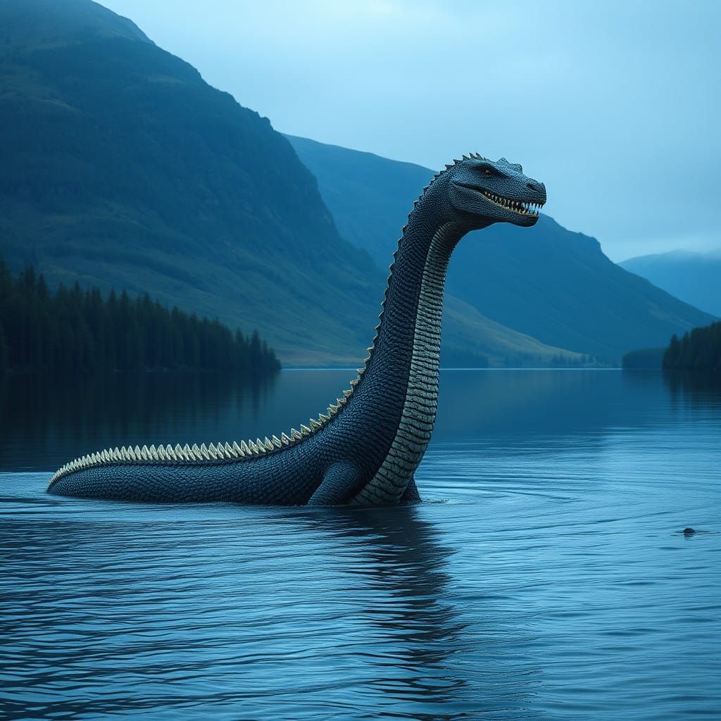 Mysterious Loch Ness Creature Breaks Surface in Ca... - AI Art