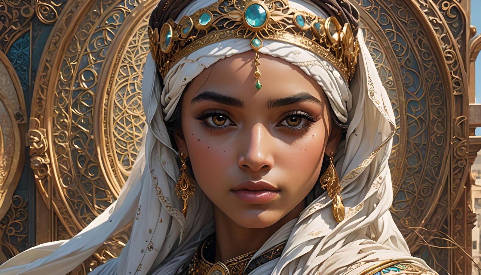 Extreme closeup of a beautiful arabic princess in the palace - AI ...