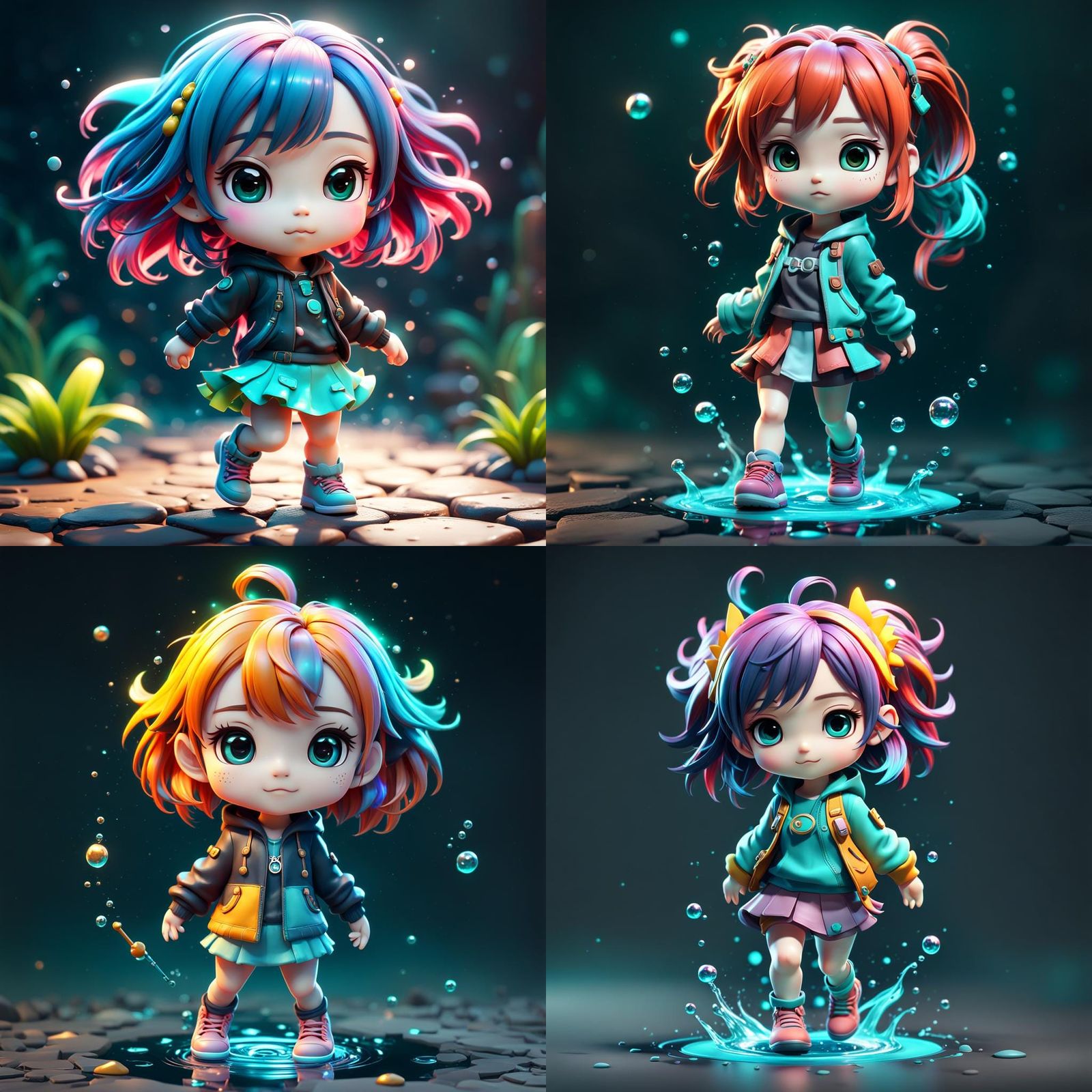 image of full body image of a cute little chibi girl realistic, vivid ...