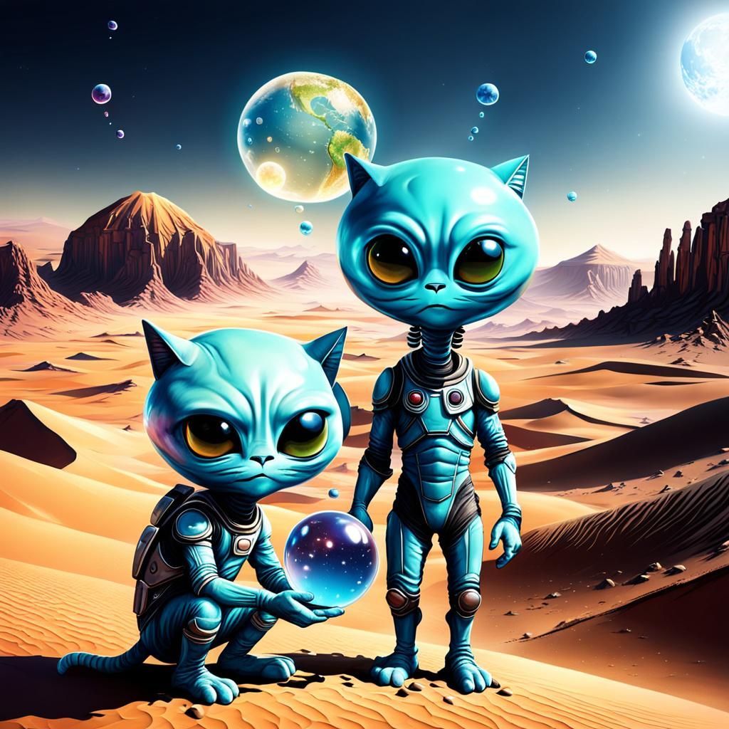 chat bubbles between two aliens on earth desert - AI Generated Artwork ...
