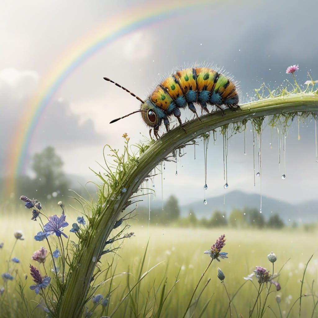 Tiny Creatures : The Caterpillar - Whimsical Summer Meadow S...