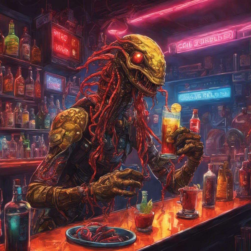 Alien alcoholic - AI Generated Artwork - NightCafe Creator
