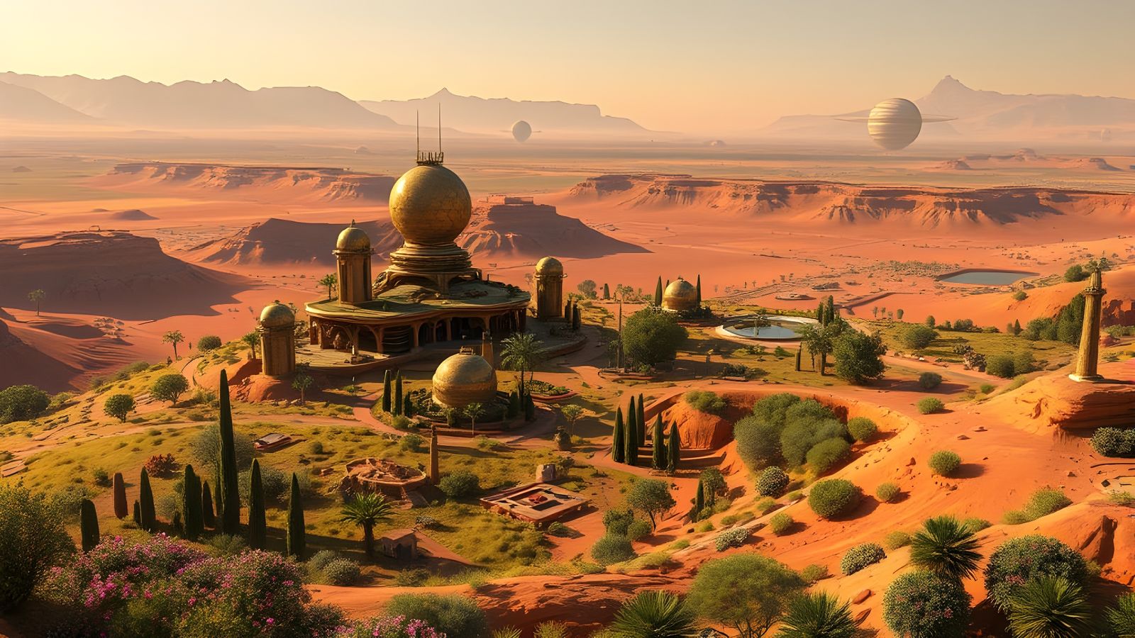 A solarpunk settlement on Mars - Solarpunk Mars Colony Radia...
