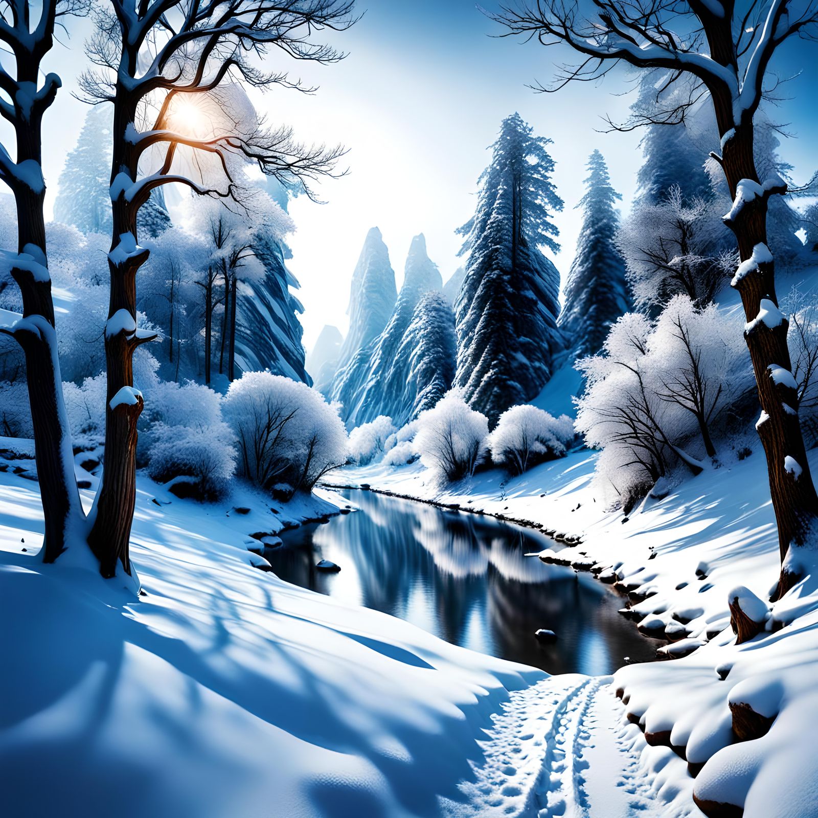 Snowscape - AI Generated Artwork - NightCafe Creator