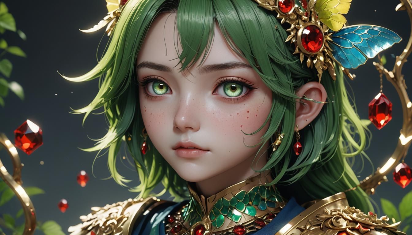 Penelope, scales, bright eyes, - Anime Character with Scales...