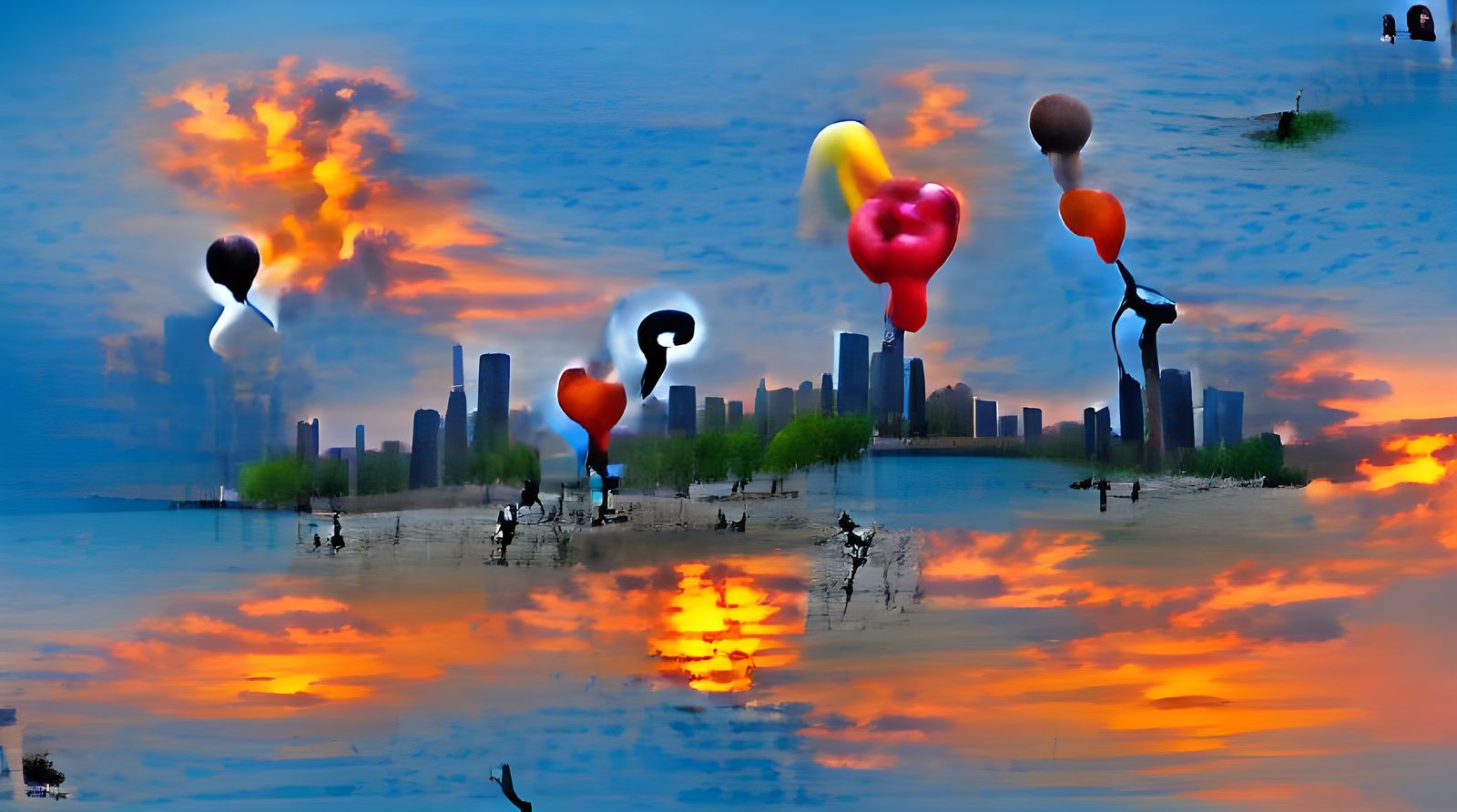 Chicago Lake Sunset - AI Generated Artwork - NightCafe Creator