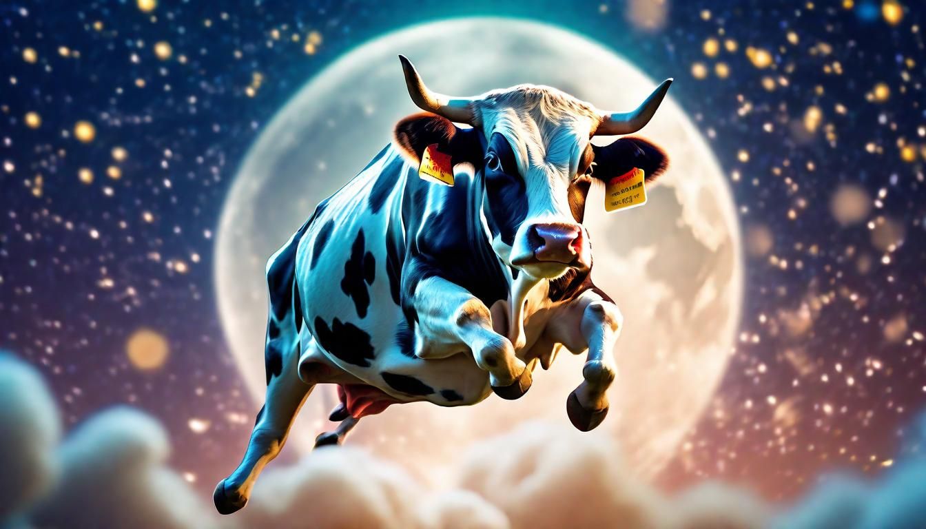 Cow Jumping Over the Moon - AI Generated Artwork - NightCafe Creator