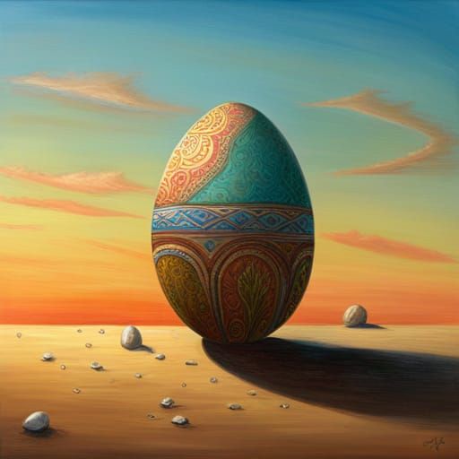 Cosmically created and decorated eggs extraordinaire abstract art ...