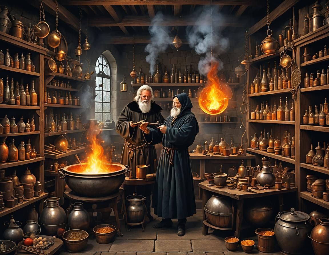 Laboratory of a medieval alchemists - AI Generated Artwork - NightCafe ...