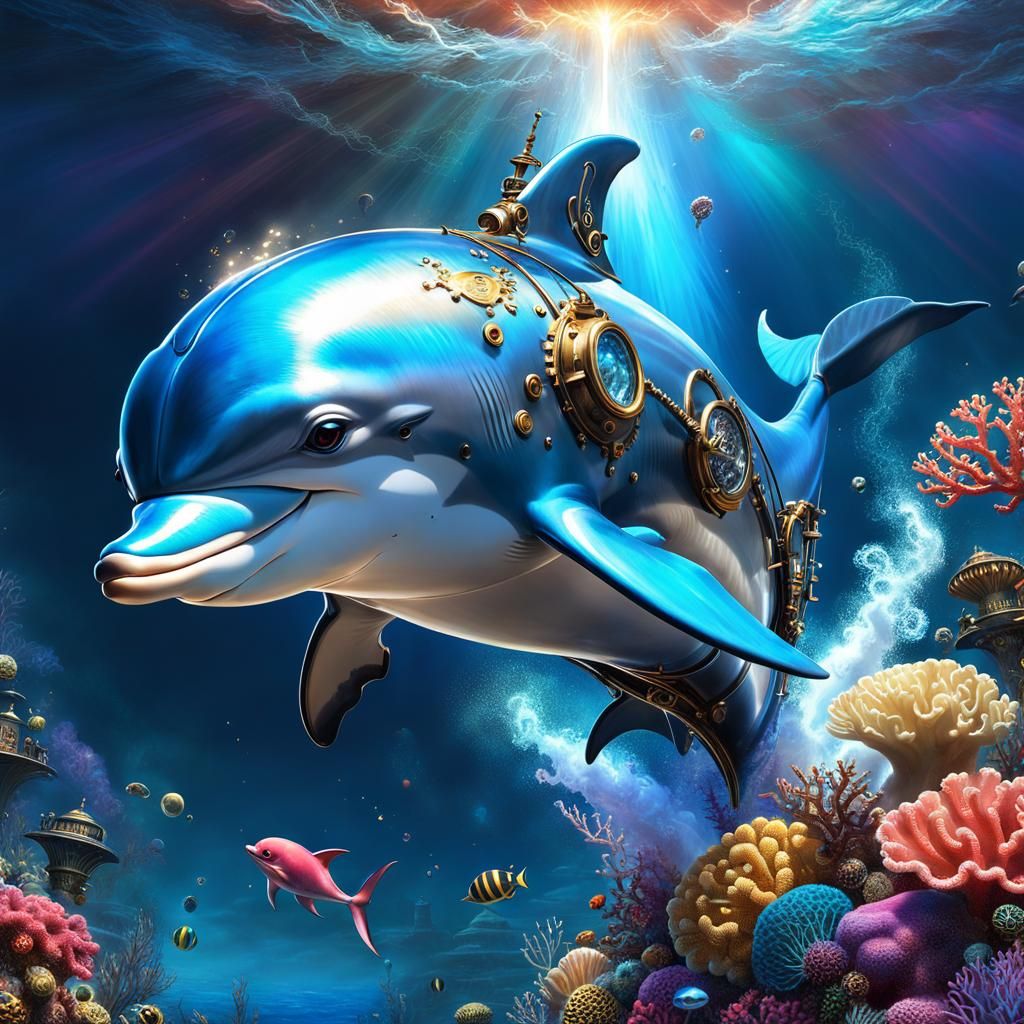 Steampunk dolphin - AI Generated Artwork - NightCafe Creator