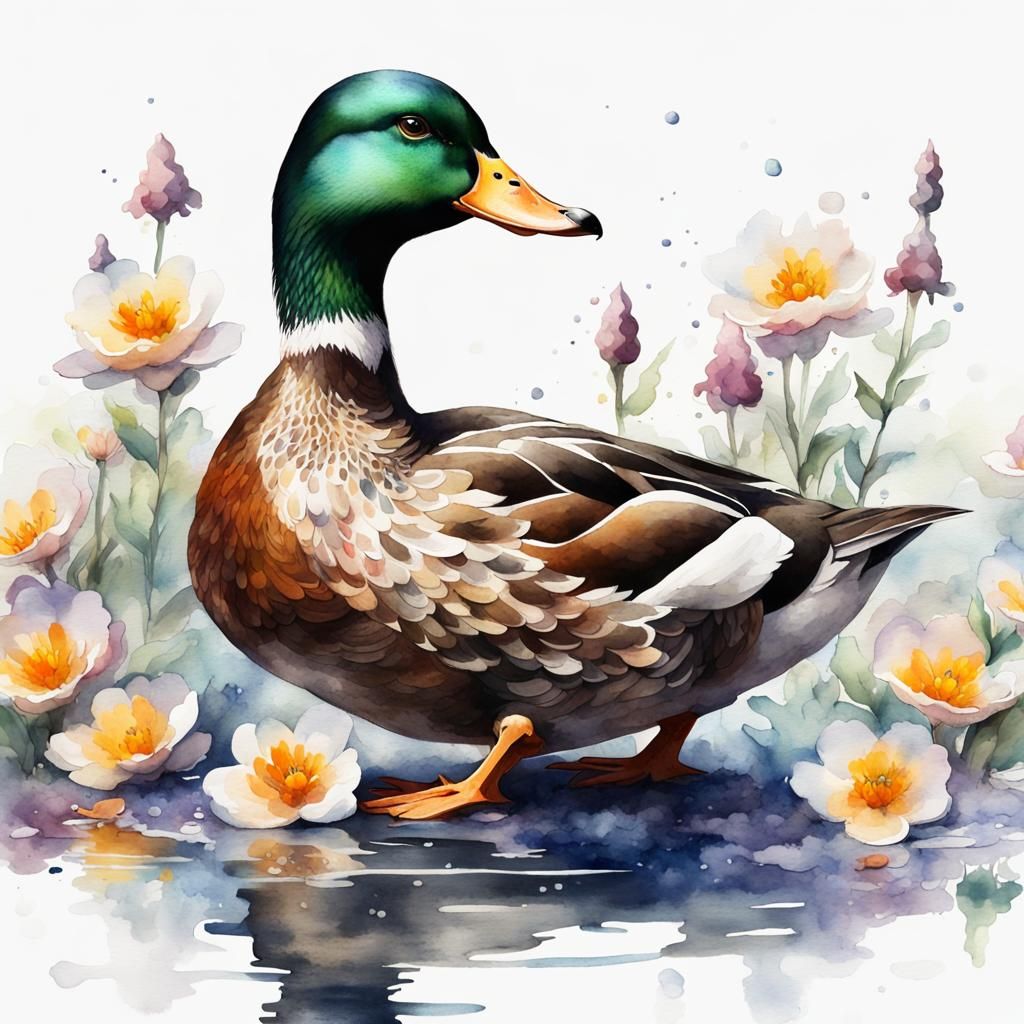 Watercolor of a Duck - AI Generated Artwork - NightCafe Creator