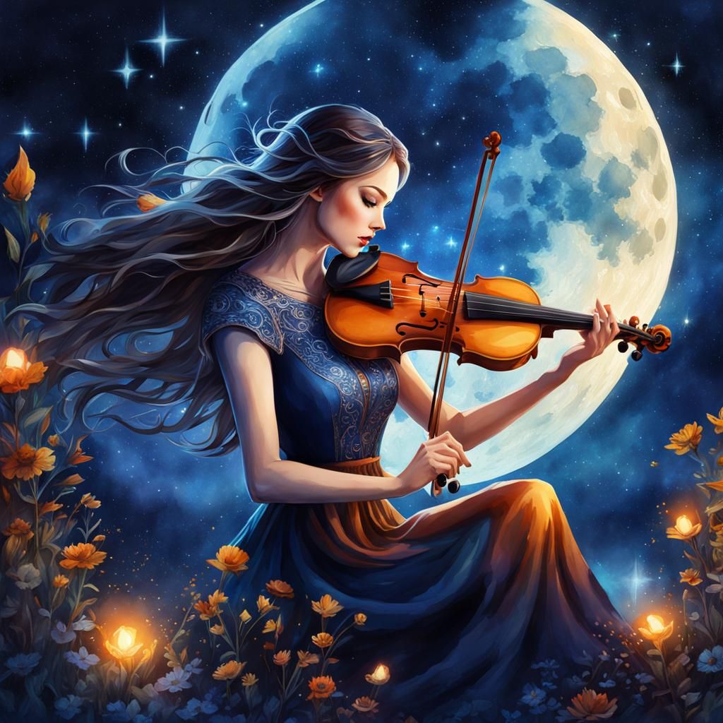 girl holding a magical violin - AI Generated Artwork - NightCafe Creator