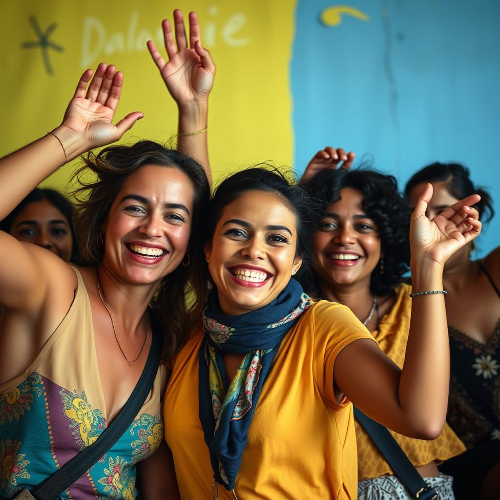 Joyful Multicultural Celebration in Vibrant Colors - AI Art