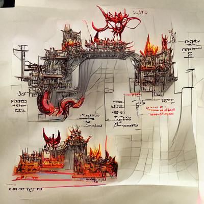 The most powerful level design in Hell. Detailed schematic fantasy ...