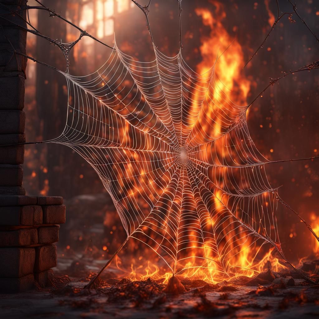 Spiderweb on Fire - AI Generated Artwork - NightCafe Creator