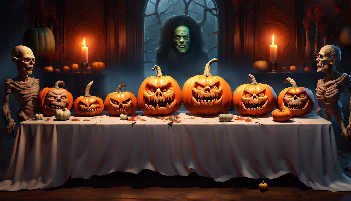 A Spooky Halloween Dinner - AI Generated Artwork - NightCafe Creator