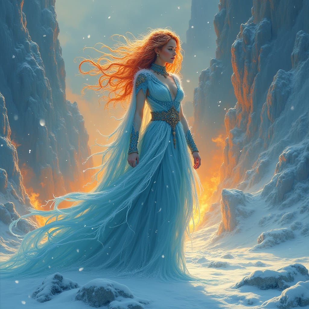 Goddess of ice and fire - Ethereal Goddess of Frost and Flam...