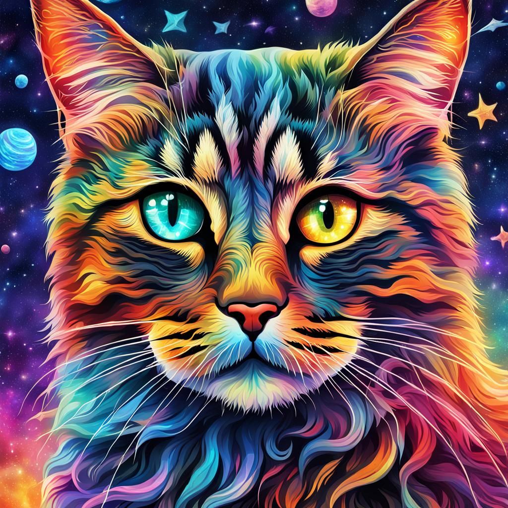 Rainbow Cosmic Kitty - AI Generated Artwork - NightCafe Creator