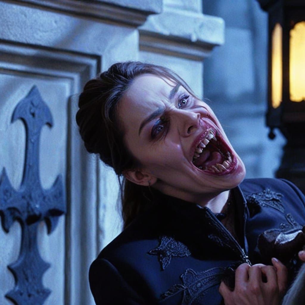 Vampire Actress Elizabeth Olsen in a Fierce, Gothi... - AI Art