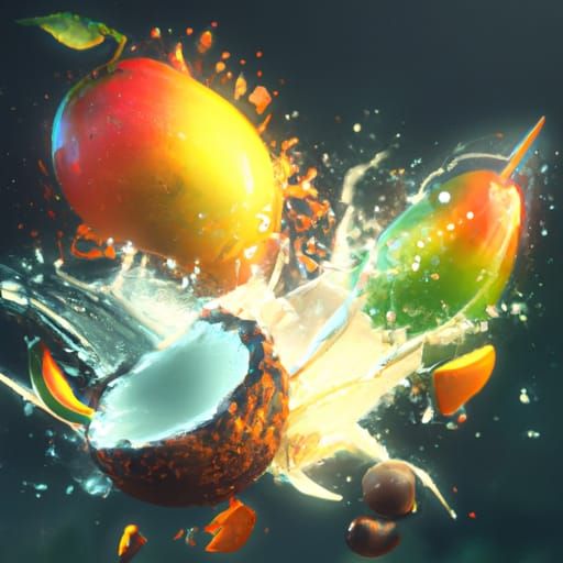 Tropical Fruit Explosion - AI Generated Artwork - NightCafe Creator