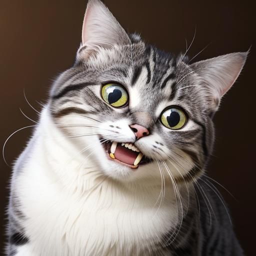 a cat with Big Googly Eyes and smiling funny grinning face cartoon ...