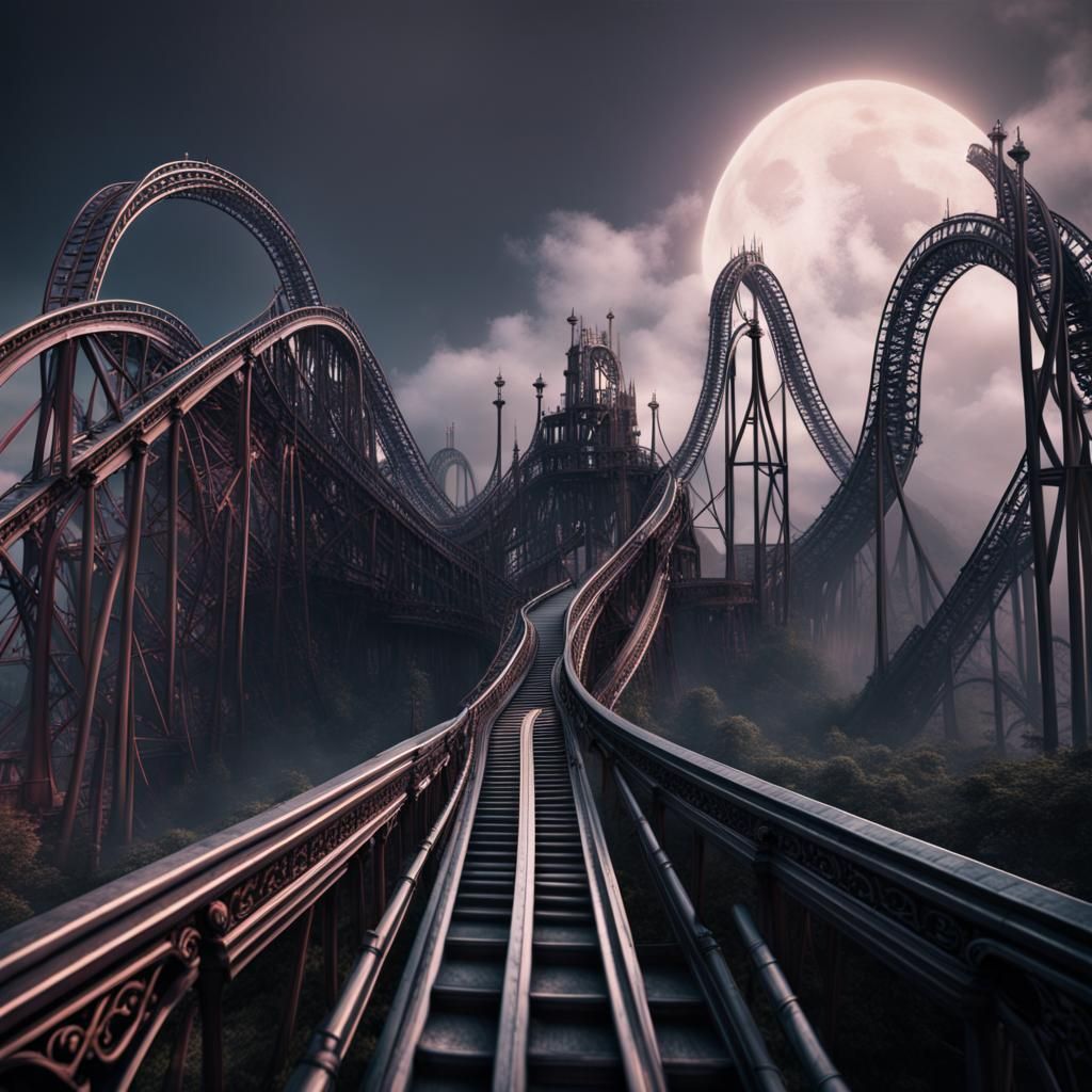 Goth themed roller coaster - AI Generated Artwork - NightCafe Creator