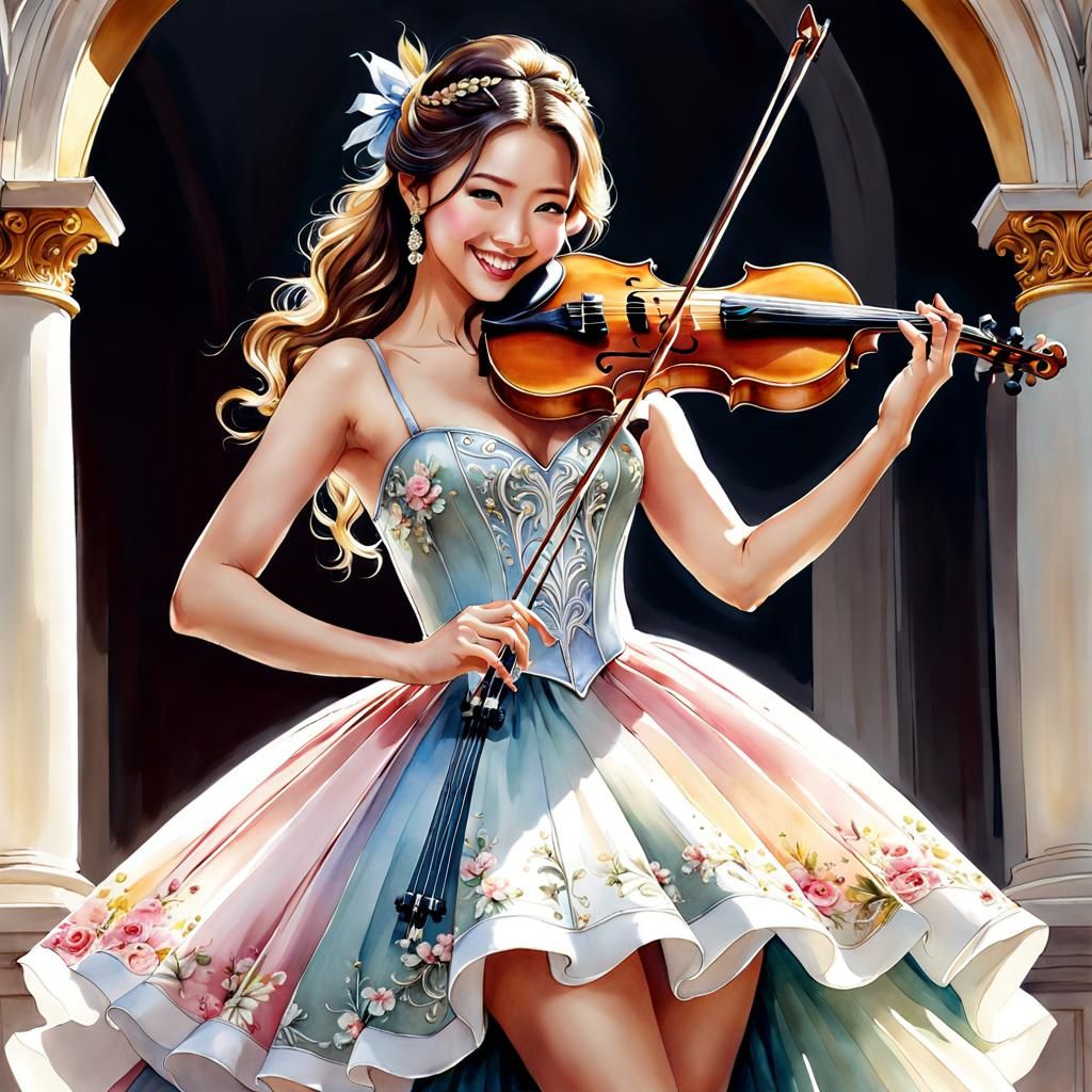 Beauty playing Violin - AI Generated Artwork - NightCafe Creator