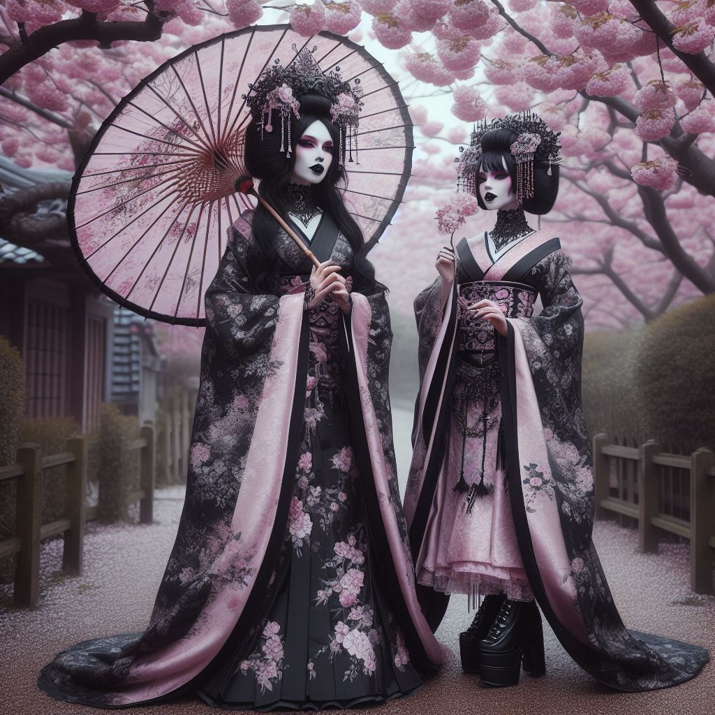 Pastel goth geishas 1 - AI Generated Artwork - NightCafe Creator